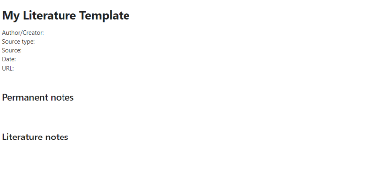 Creating a Literature note template in Obsidian